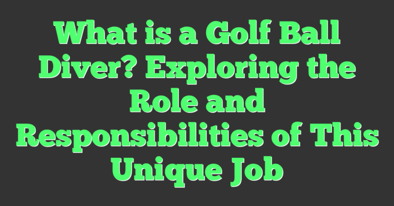 What Is A Golf Ball Diver? Exploring The Role And Responsibilities Of ...